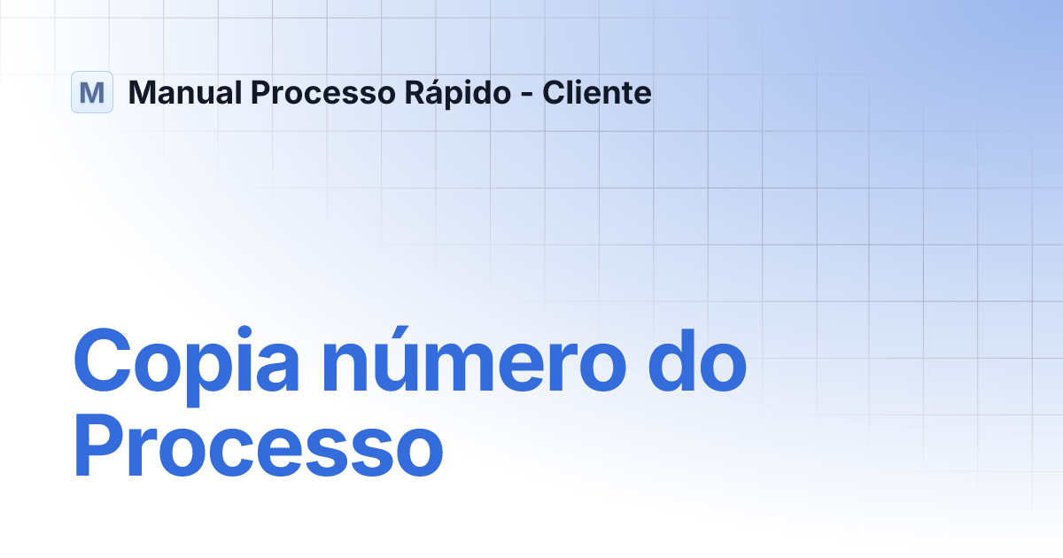 Copia número do Processo | Manual Processo Rápido - Cliente